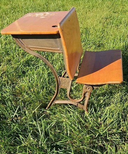 Antique ASC 2 Metal & Wood Student School Desk | eBay