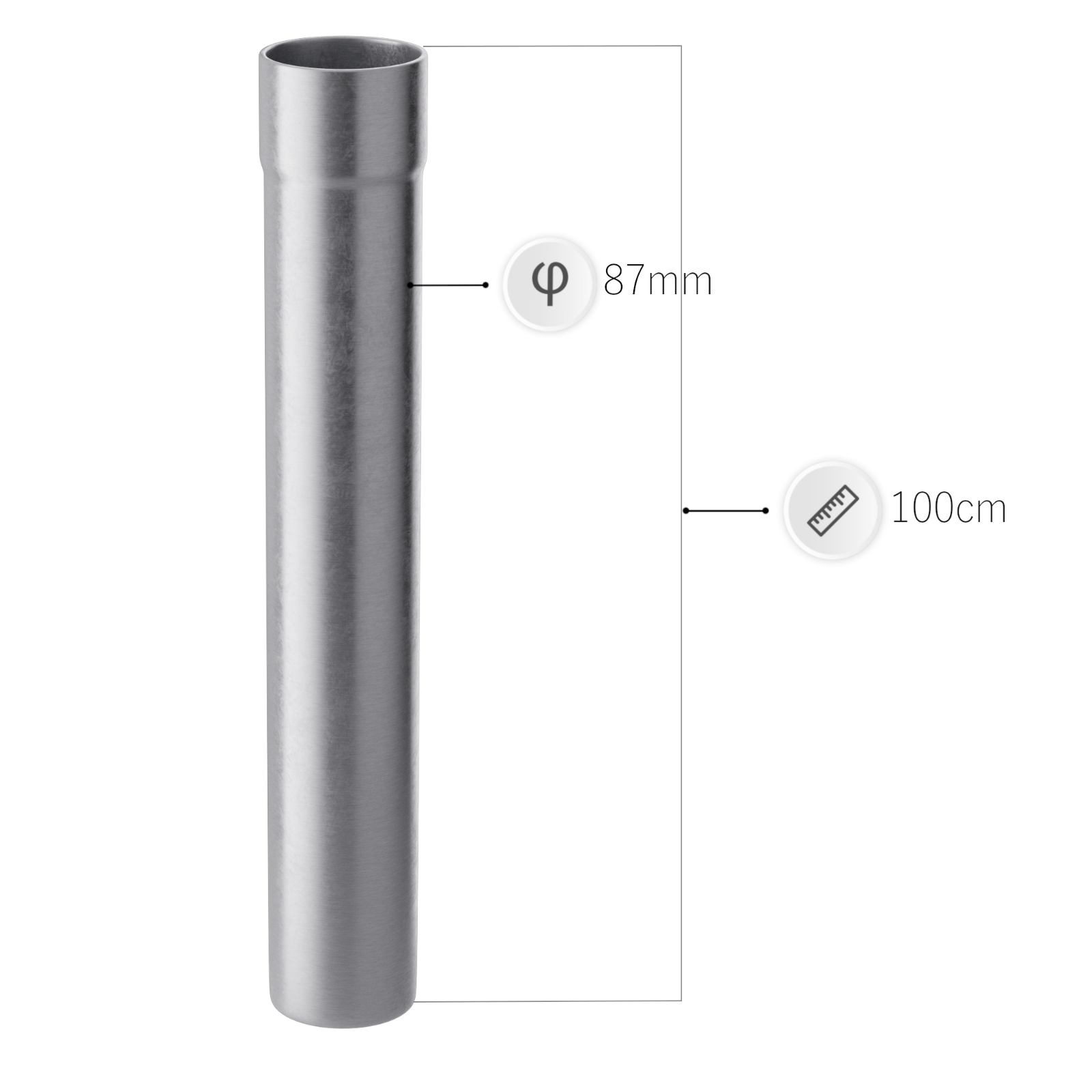 Regenablaufrohr Titanzink 1 Meter 100mm 87mm 80mm Durchmesser Fallrohr ...