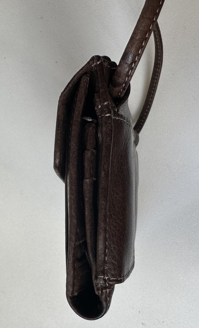 Fossil Crossbody Wallet Purse Brown Leather Organizer Strap Bag 7.5” x ...