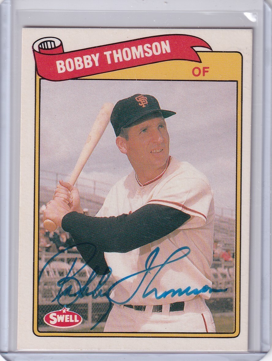 1989 SWELL #133 BOBBY THOMSON HAND SIGNED AUTOGRAPH GIANTS 8263 | eBay