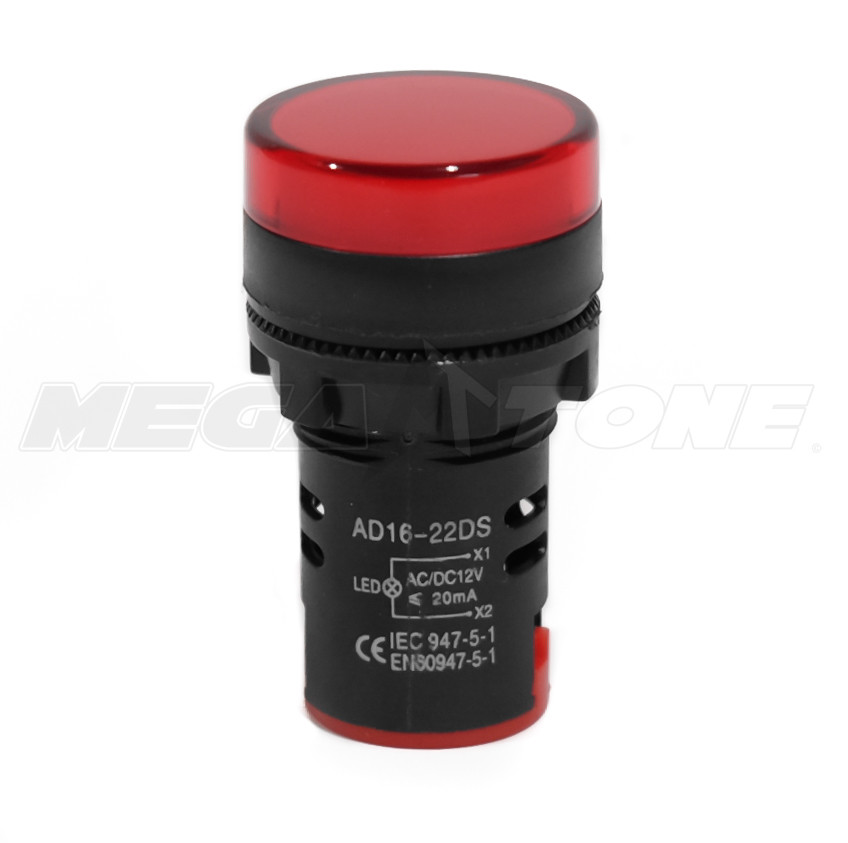 22mm Red 12V LED Industrial Indicator Pilot Light w/Screw Terminal USA ...