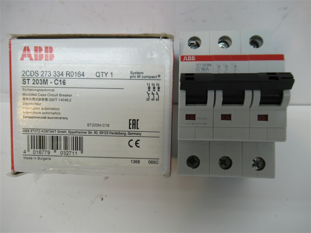 ABB ST 203M-C16, 3 Pole, 32A / 480V, DIN Mount Miniature Circuit Breaker | eBay