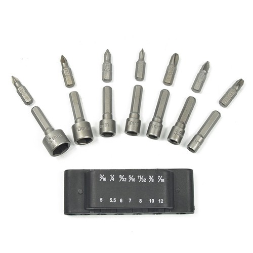 14tlg. Stecknuss Bit Satz Nuss Steckschlüssel für Akkuschrauber Bitsatz ...