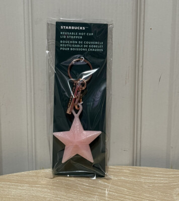 Starbucks Silicone Pink Star LID STOPPER Keychain 2023 Holiday Hot Cup ...