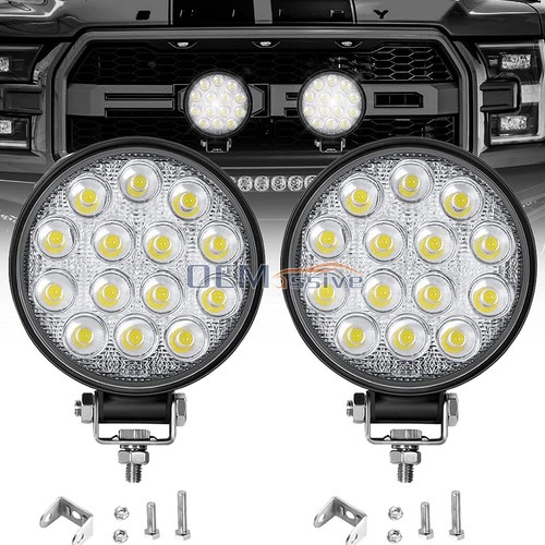 2Pcs 4inch Round LED Work Lights Spot Flood DRL Driving Fog Lamp SUV ...