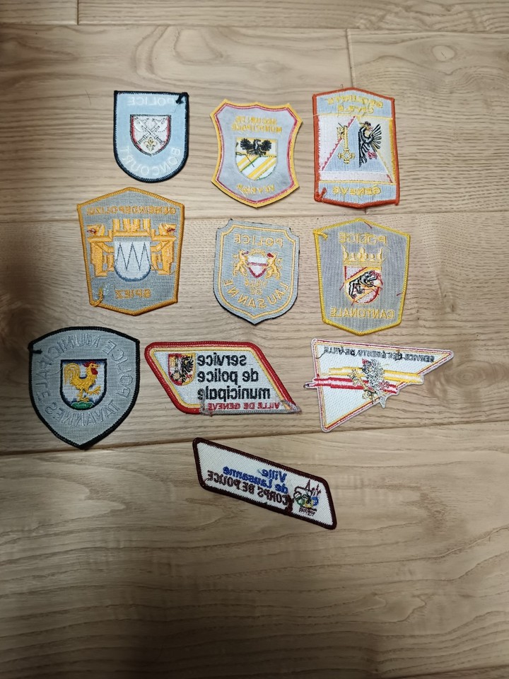 SWITZERLAND POLICE PATCH LOT OF 10 (BERN, GENEVE, LAUSANNE, SPIEZ ...
