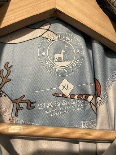 Proud 90 Golf Polo Shirt Sz XL Blue Christmas Narwhal Holiday All Over ...