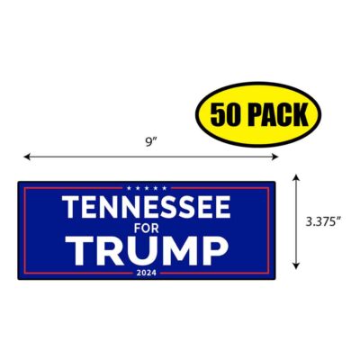 50 PACK 3.37"x 9" TENNESSEE FOR TRUMP Sticker Decal Gift MAGA Trump ...