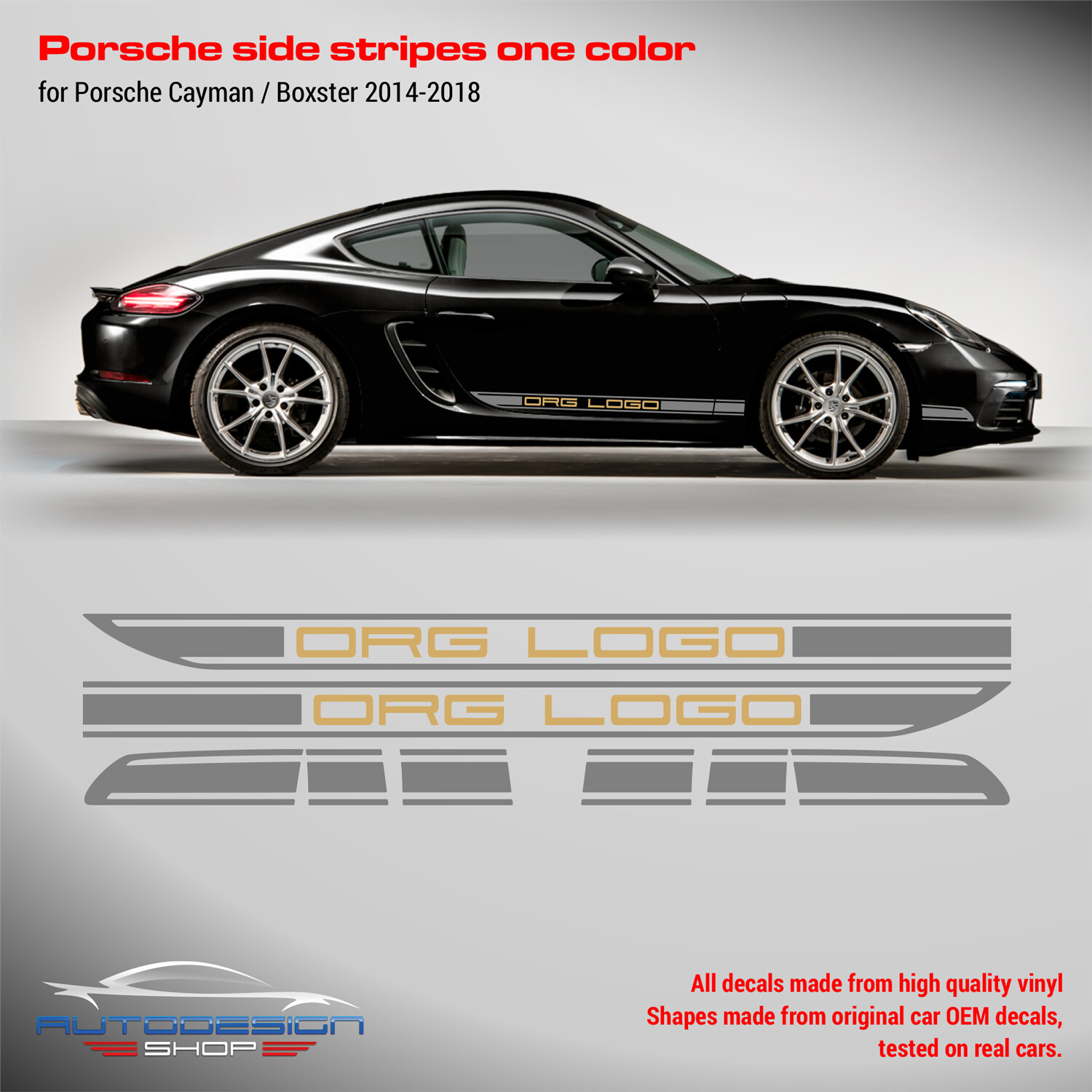 Porsche Cayman / Boxster 2014 - 2018 rocker panel decals set 2 colors ...