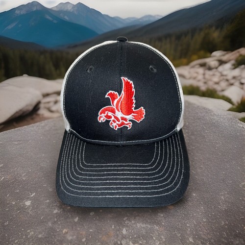 Eastern Washington Swoop Logo in Red White on Black Trucker Hat Cap ...