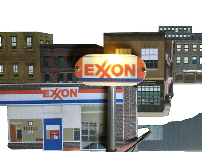 3D printed 1/48 O scale lighted sign Exxon station. 1 sheet gas ...