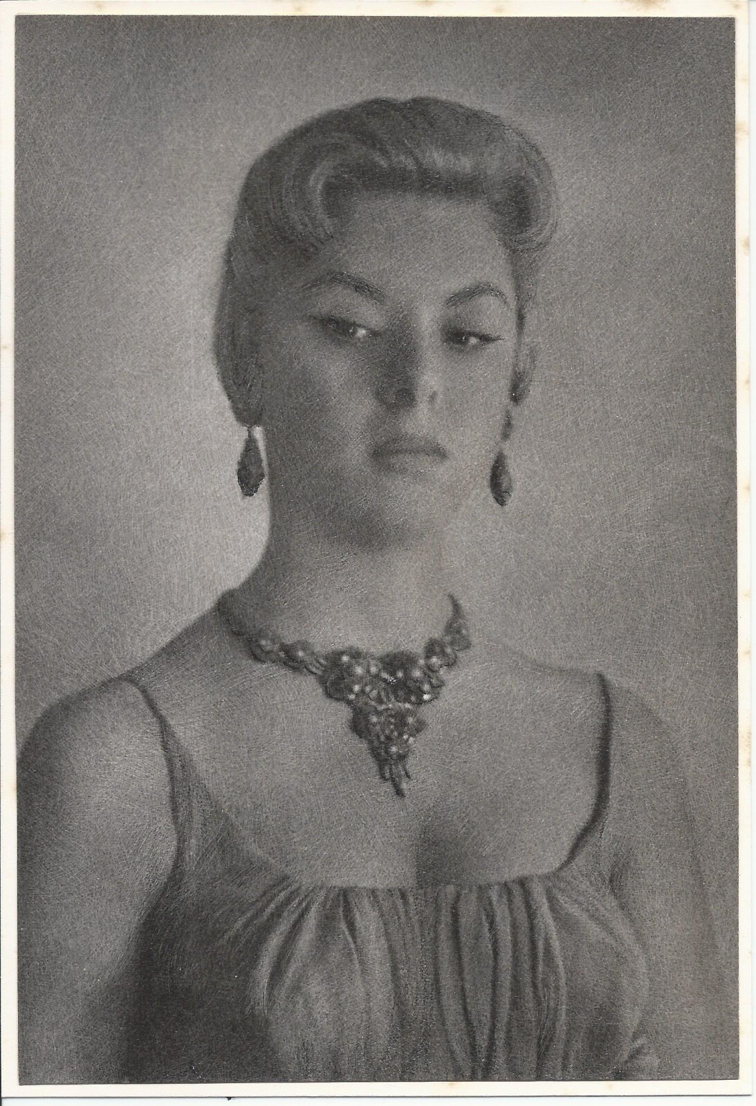 Hendrickson Hand Tinted Print 4.5x6.75 Sultry Pouty Beauty Necklace ...