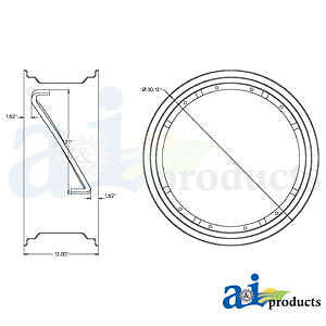 Power Adjust Rim 1687615M91 fits Massey Ferguson 250 253 263 360 362 ...