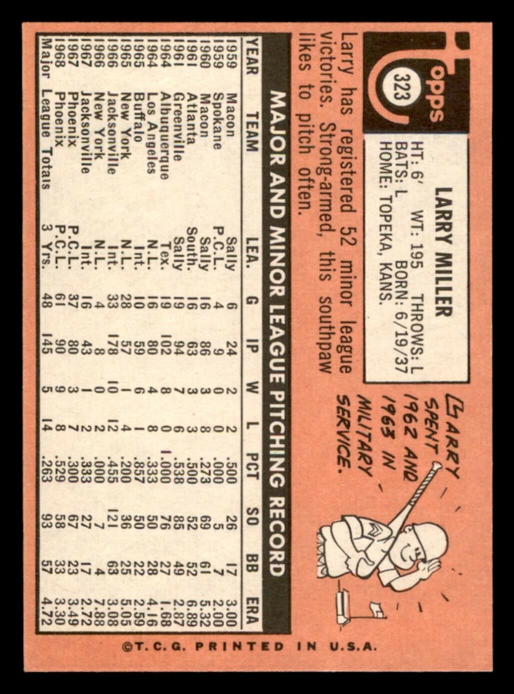 1969 Topps Baseball #323 Larry Miller NM/MT *d2 | eBay