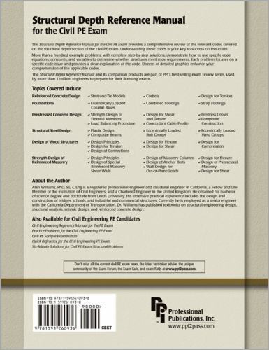 Structural Depth Reference Manual for the Civil PE Exam by Alan Williams (2007, Trade Paperback ...