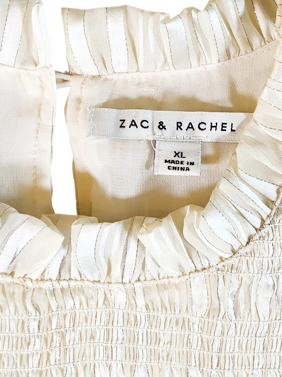 Zac & Rachel Ivory And Gold Long Sleeve Metallic Stri… - Gem
