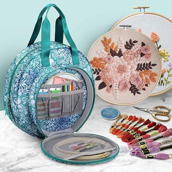 Embroidery Supplies Storage Carrying Tote Case with Multiple Pockets ...
