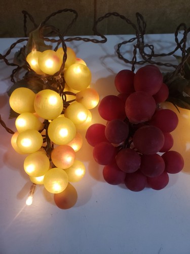 Large VTG Wine Grapes String Cluster Lights Outdoor Red And Green 29'L ...