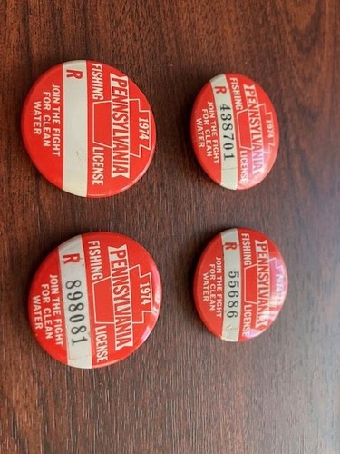 PA FISHING LICENSE BUTTONS FOUR OF THEM | eBay