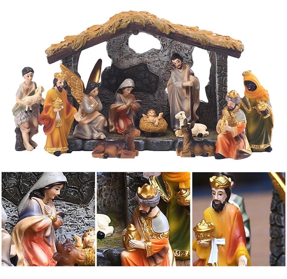 New Christmas Manger Nativity Set Real Family Jesus Crafts Statue ...