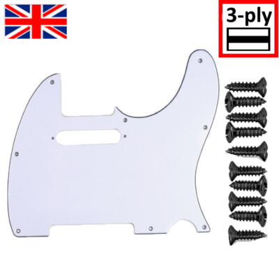 3-ply Tele Tele Style Scratchplate + 8 SCREWS White Pickguard Scratch ...