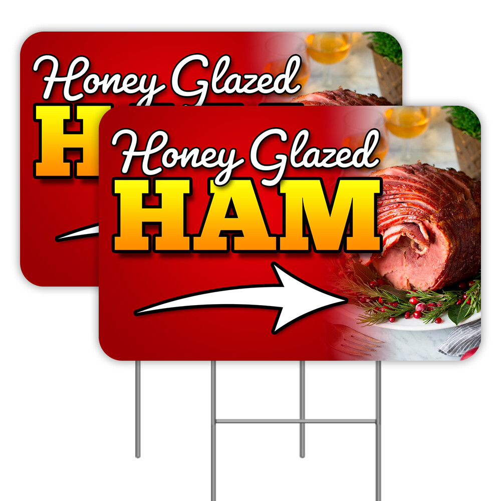 Honey Glazed Ham Arrow 2 Pack Double-Sided Yard Signs (Made In Texas ...