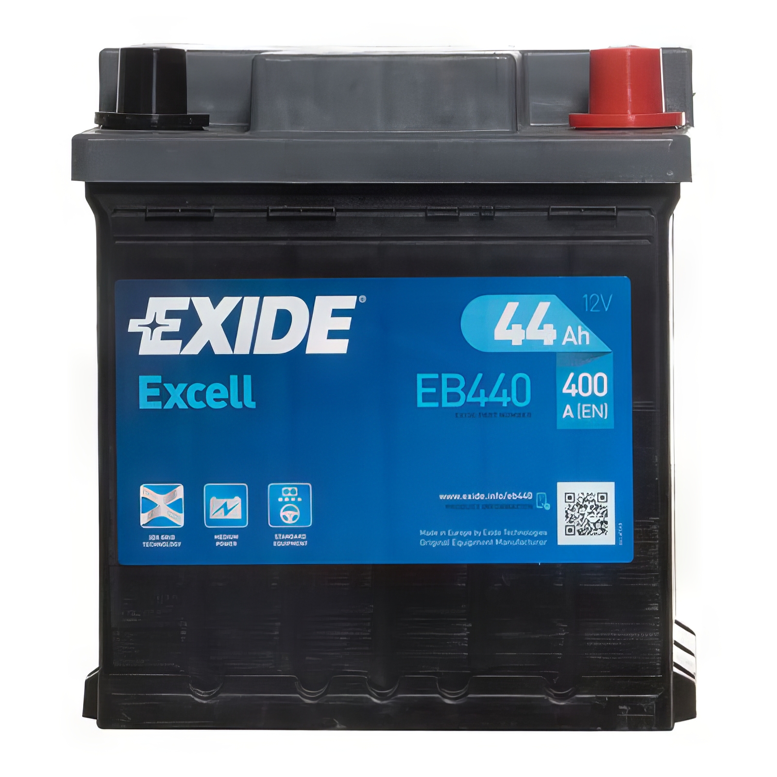 EB440 Excell 202 12V Car Battery 3 Year Guarantee 44AH 400CCA 0/1 B13 ...