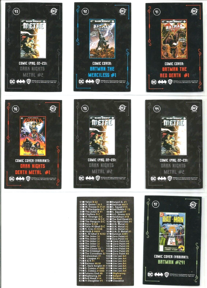 DC Comics BATMAN Basic Cards Full Set 97/97 + Checklist PERU 2022 ...