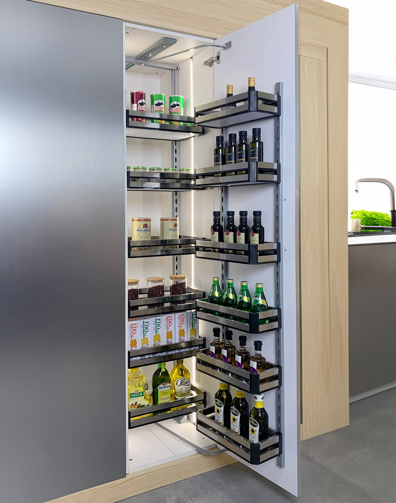 2 SIDES 6 TIERS BASKET 450MM KITCHEN CABINET LARDER PULL OUT SOFT CLOSE ...