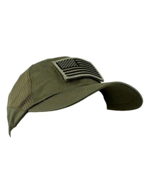 Mesh Tactical Cap Operator Contractor Shooter Hat Cap OD Green w USA ...
