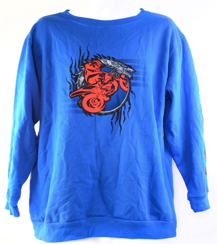 Mad Engine Motocross Sweatshirt Royal Blue Red Graphics Womens XL Chest ...