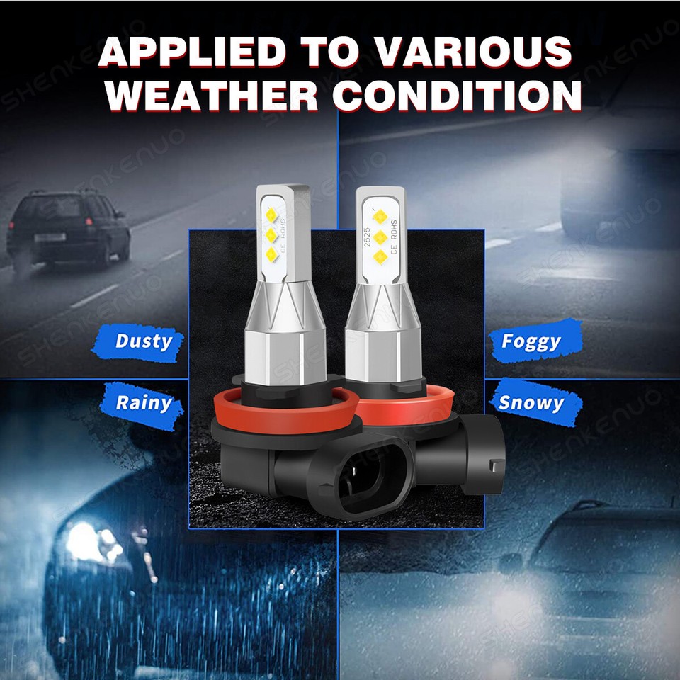 H11 + HB3 LED Headlight High Low Beam Bulbs 6500K White For Toyota ...