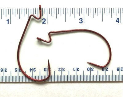 100 VMC 7342 7342TR Mystic Predator Red Wide Gap Worm Hooks - size 4/0 | eBay UK
