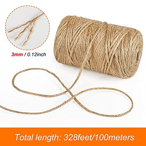 3mm Twine, 328 Feet Garden Twine Heavy Duty 3Ply Natural Jute String ...