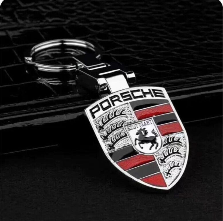 Porsche Logo Crest Key Ring Keychain Solid Metal GOLD & SILVER 2 Color ...
