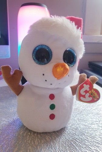 Ty Beanie Boo Scoop the Christmas Snowman Glitter Eyes 15cm plush toy ...