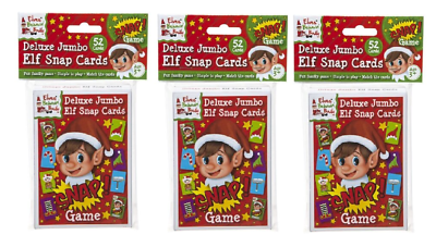 3 x 52pc JUMBO ELF SNAP PLAY CARDS Christmas Fun Activity Family ...