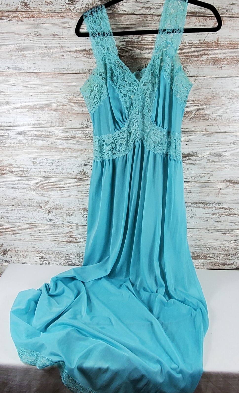 Vtg 60s ARTEMIS Baby Blue Lace Nightgown Nightie Slip… - Gem