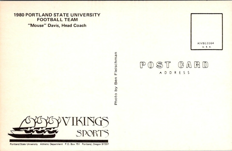 Portland OR State University 1980 Football Team Vikings Mouse Davis ...