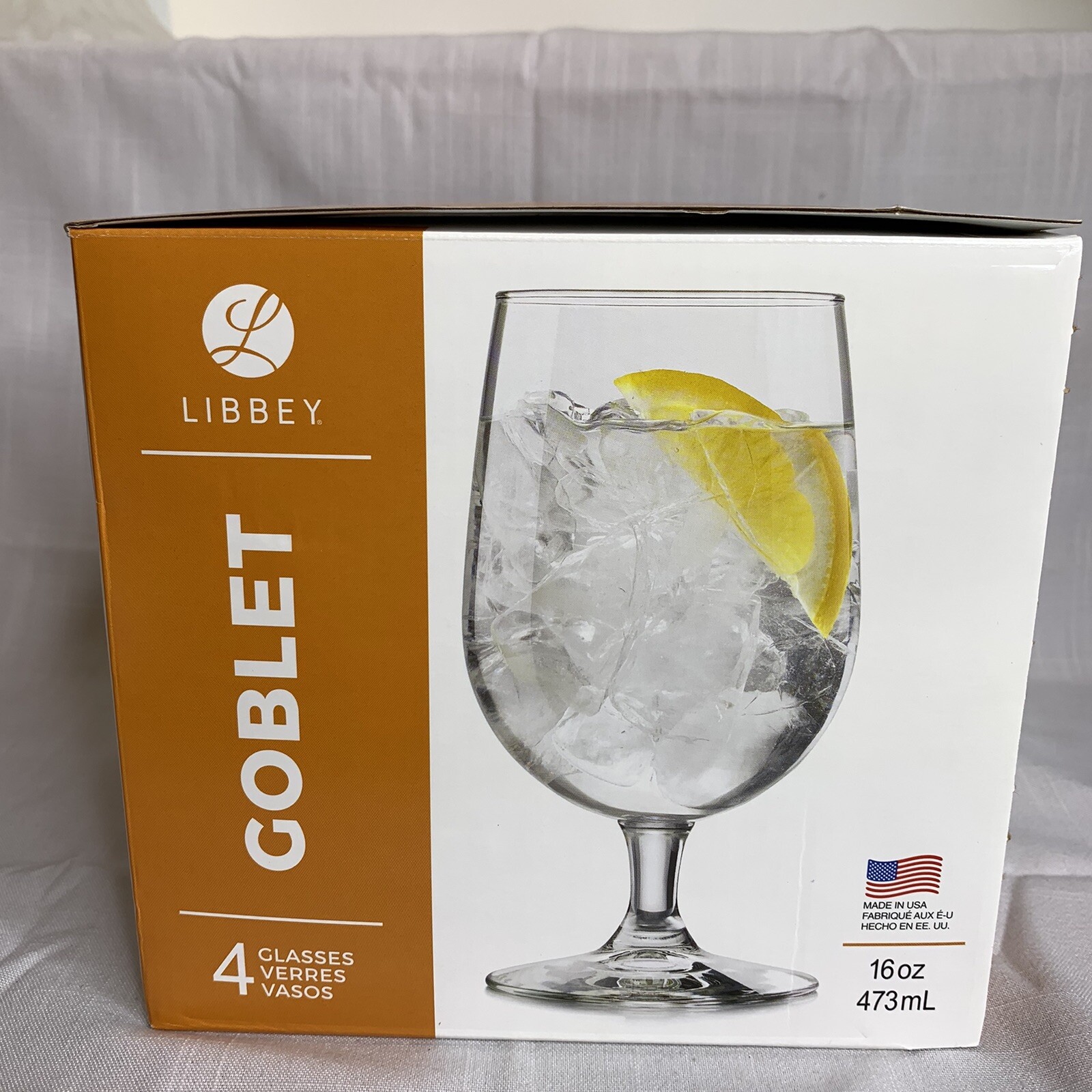 Water Glass Goblet Set Libbey Glassware Cup Wine 16 Oz Iced Tea 4 Pack ...