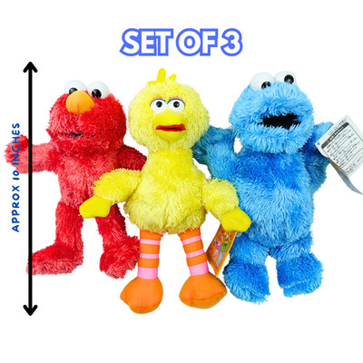 10" Sesame Street Plush Toy Set – Elmo, Cookie Monster & Big Bird Soft ...