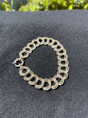 Vintage sterling silver bracelet large spring ring clasp Italy FREE ...