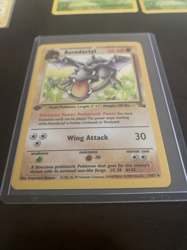 1st Edition Aerodactyl 1/62 1995, 96,98 Fossil Set - Holo Rare Pokemon ...
