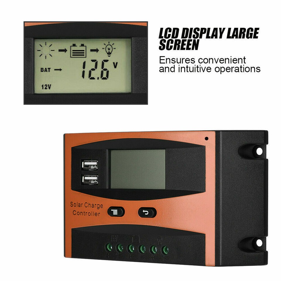30A 50V Dual USB LCD Display Smart PWM Solar Charger Controller ...