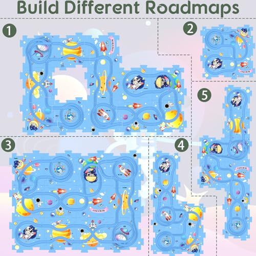 Puzzle Track Car Play Set, Plastic Puzzle Board & Battery Operated Toy ...
