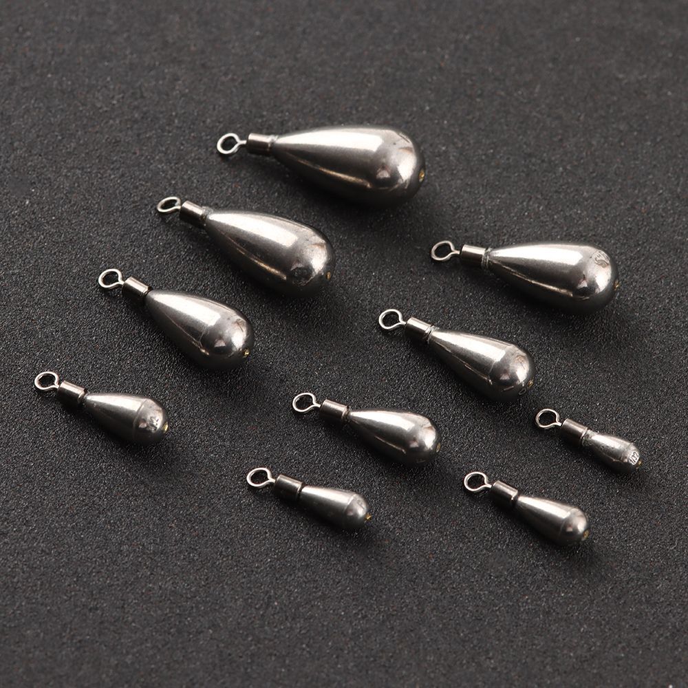 Tear Drop Shot Weights Hook Connector Fishing Tungsten fall Sinker Line ...