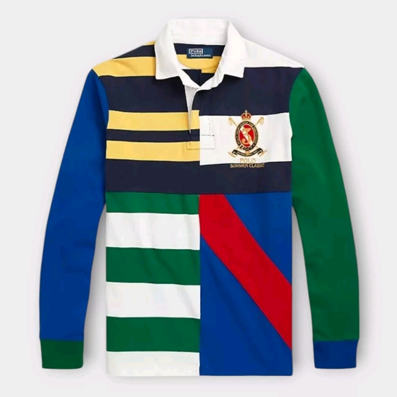 Polo Ralph Lauren Men's M Classic Fit Rugby Shirt Patchwork Colorblock ...