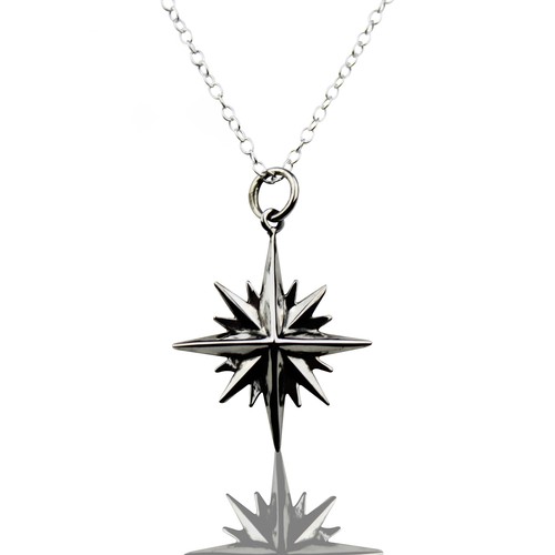 Sterling Silver North Star Charm 16 Points - Necklace | eBay