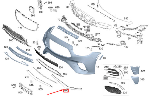 NEW MERCEDES-BENZ E C238 FRONT RIGHT BUMPER MOLDING TRIM A2138852203 ...