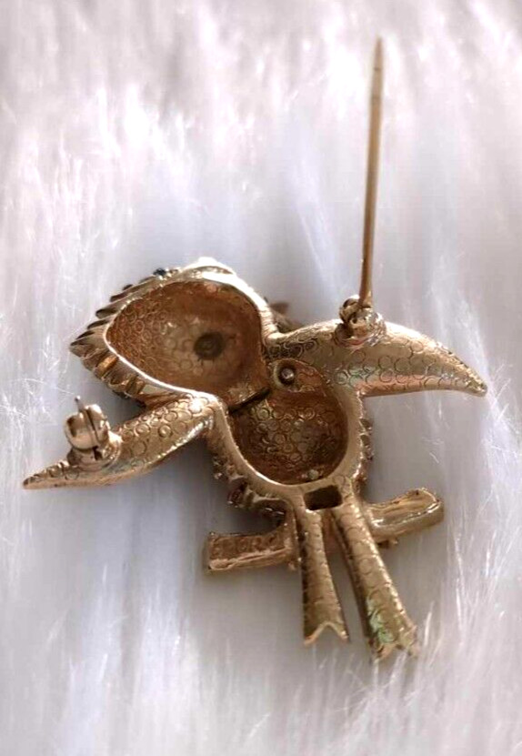 Vintage Signed Ciner Goldstone Bird Branch Pin Brooch… - Gem